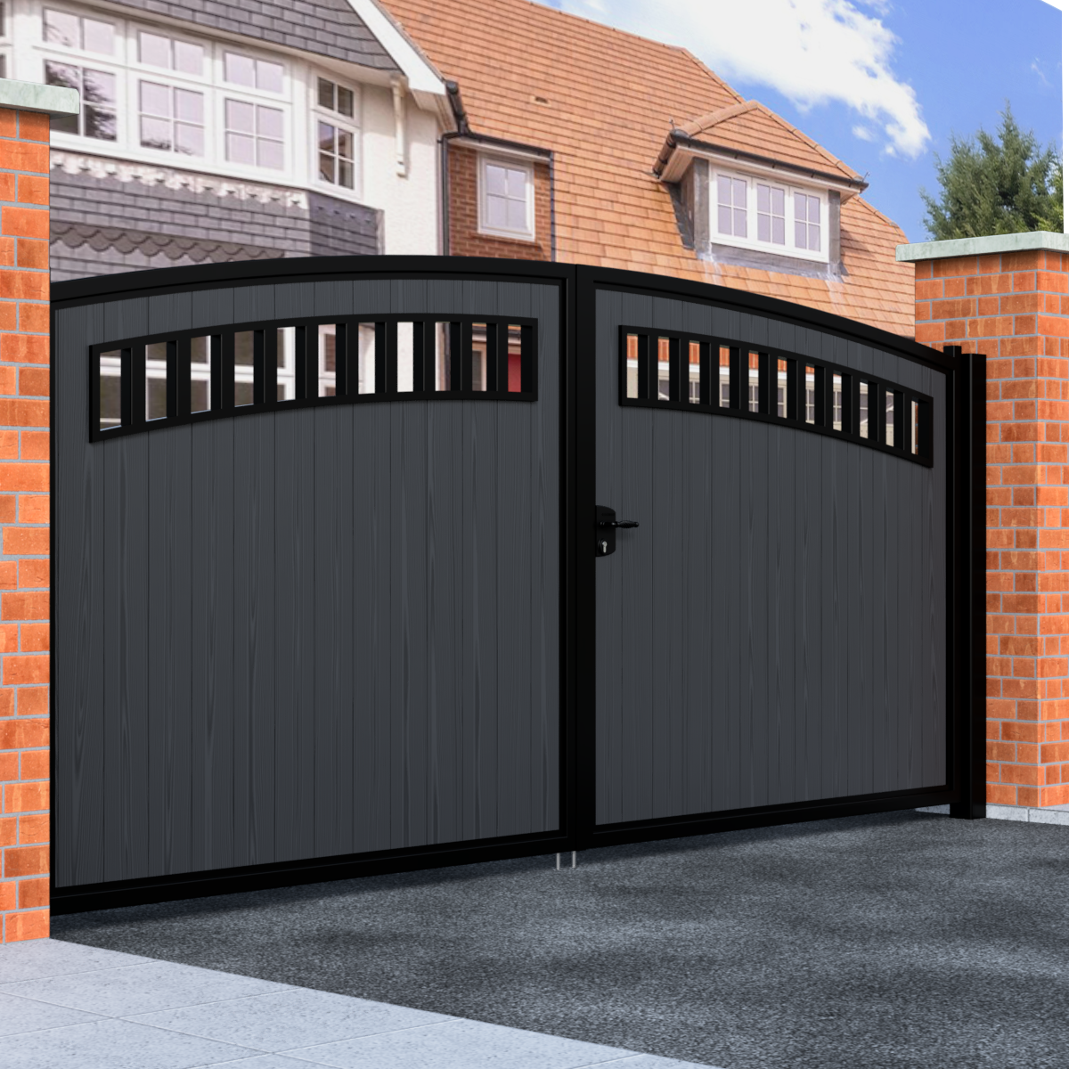 Arch Top Swing Composite Driveway Gate - Made to Measure