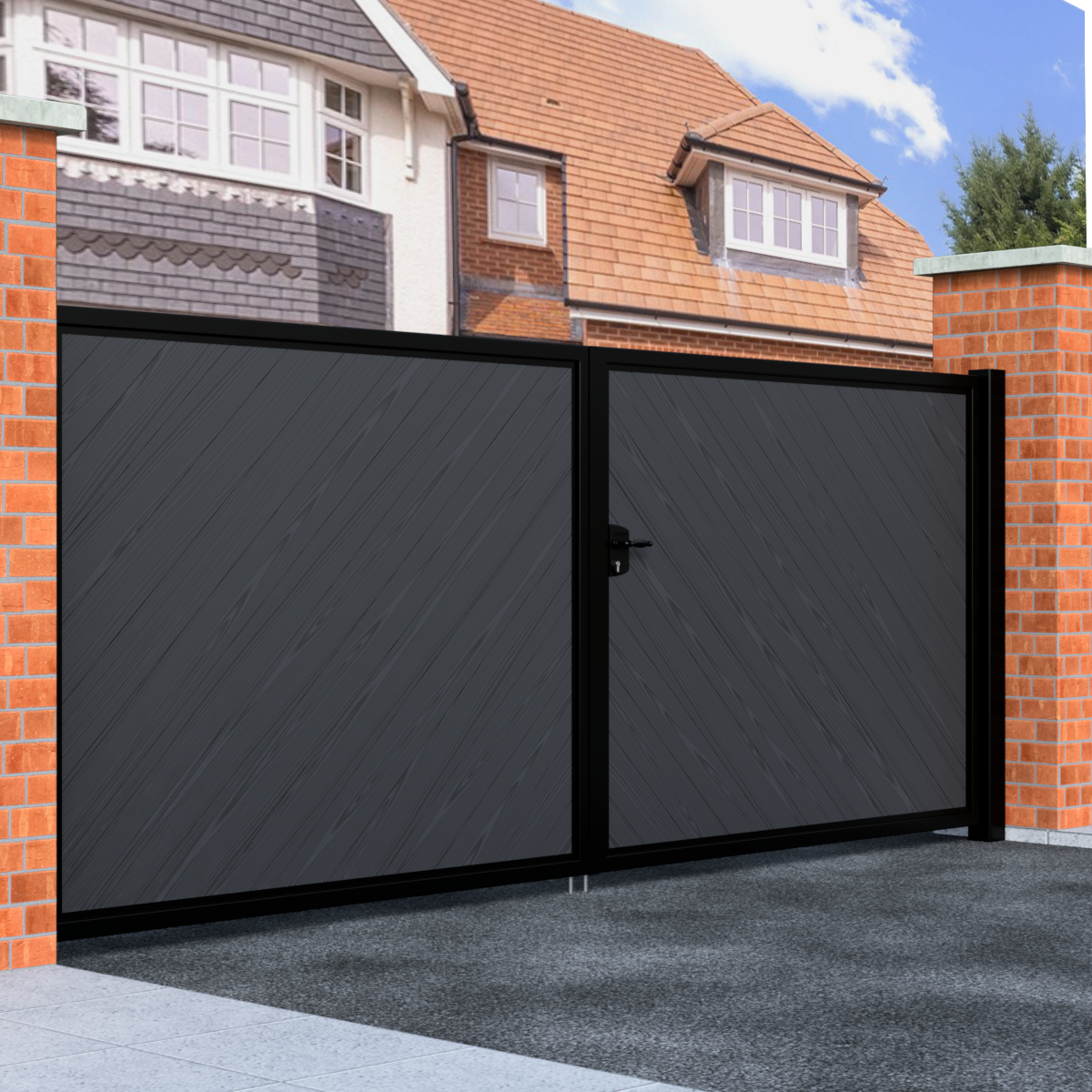 Flat Top Swing Composite Driveway Gate | Made to Measure
