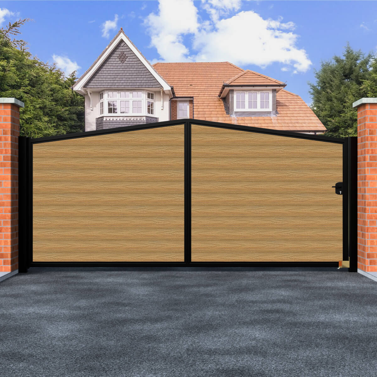 Point Top Sliding Composite Driveway Gate | Made to Measure