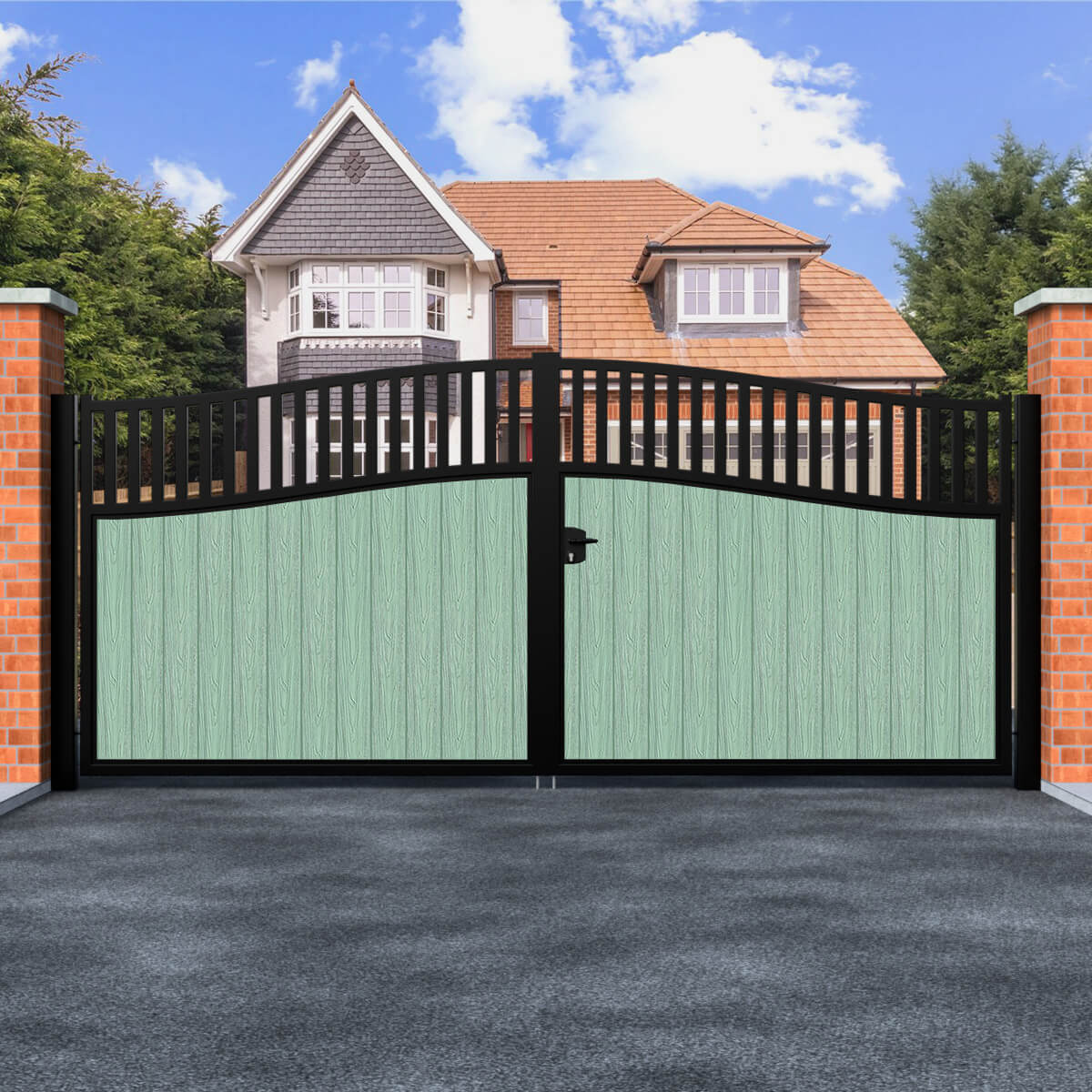Arch Top Swing Composite Driveway Gate | Made to Measure