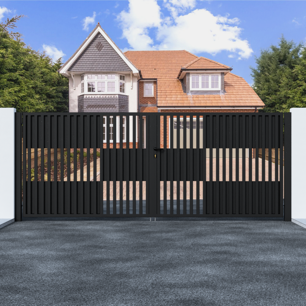 Modern Metal Flat Top Swing Driveway Gate | Made to Measure